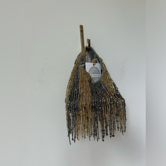 Bags | Viral New Beaded Gold And Silver Mini Fringe Bag | Poshmark